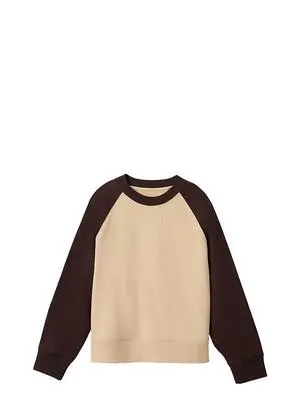Whistles Cotton Crewneck Sweatshirt With Contrast Sleeves - Brown/multi