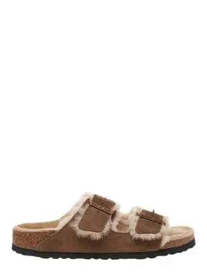 BIRKENSTOCK Arizona Shearling Suede Sandals - Brown