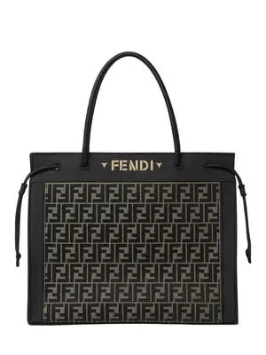 Fendi Fendi Magic Shopper Large Shopper In Embroidered FF Fabric Brown