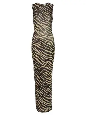 Ronny Kobo Zebra Print Maxi Dress - Black