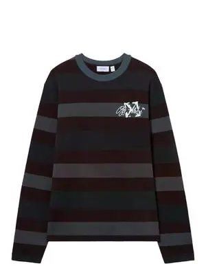 Off-White Horizontal Stripe Long Sleeve Sweater - Black