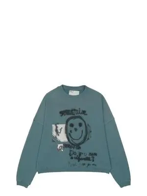 PALY HOLLYWOOD Streetwise Airbrush Crewneck Sweatshirt - Teal