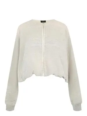 R13 Zip-up Crewneck With Balloon Sleeves - Grey
