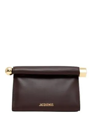 Jacquemus Le Sac Rond Carre Leather Clutch Brown