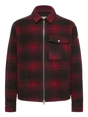 Moncler Plaid Zip-up Shirt Jacket - Red