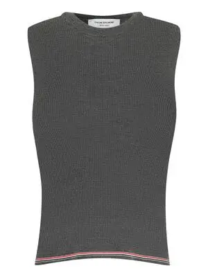 Thom Browne Rib Stitch Sleeveless Top - Grey