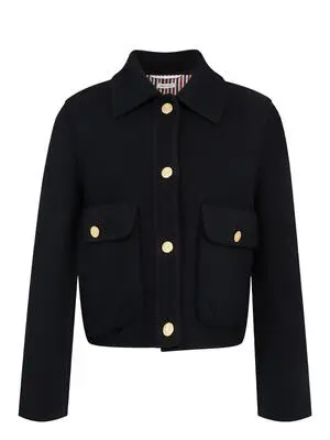 Thom Browne Patch Pocket Bell Sleeve Jacket - Blue