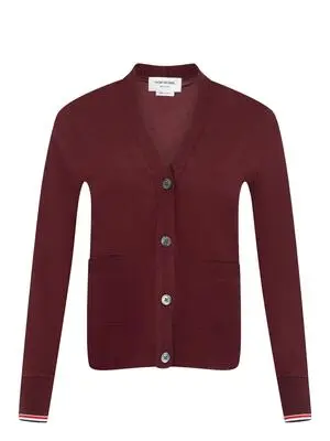 Thom Browne Thom Browne V Neck Button-Detailed Cardigan Red