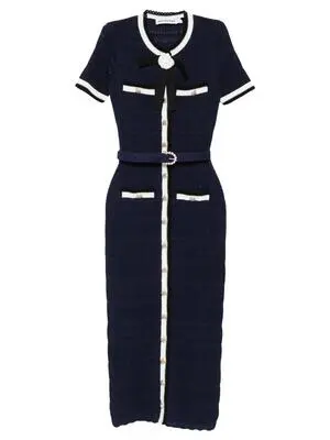 SELF-PORTRAIT SELF-PORTRAIT Button-Front Knit Midi Dress