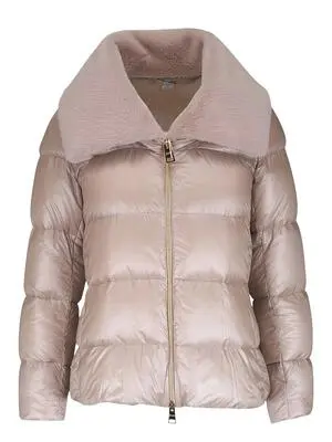 Herno Quilted Puffer Coat With Fur Trim - White