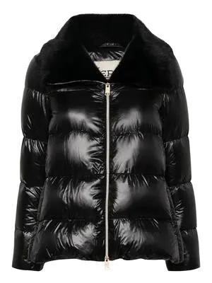 Herno Quilted Down Coat With Fur Trim - Black