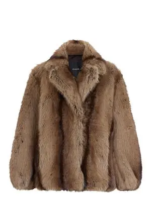 PINKO PINKO Oversized Faux Fur Jacket With Wide Collar