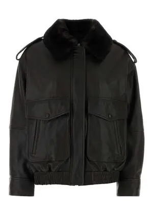 Loulou De Saison Russo Calfskin Leather Jacket With Fur Collar - Brown