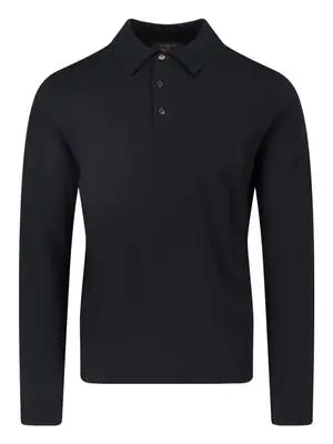 ZANONE Virgin Wool Blend Long-sleeve Polo Sweater - Black
