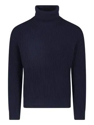 ZANONE Zanone Ribbed Turtleneck Sweater In 100% Virgin Wool Blue