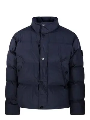 Stone Island STONE ISLAND Quilted Puffer Bomber Jacket With Stand Collar Navyblue