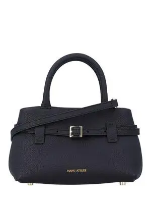 Manu Atelier Pebbled Leather Top Handle Satchel - Nero