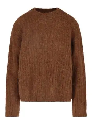 UMA WANG Fuzzy Crewneck Sweater - Brown