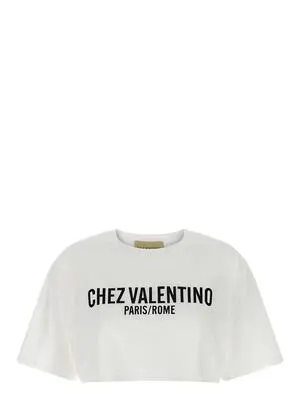 Valentino Garavani Cotton T-shirt With "chez " Print - Bianco