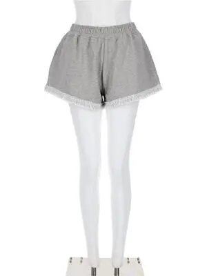 GANNI GANNI Organic Cotton Lace-Trim Shorts Grey