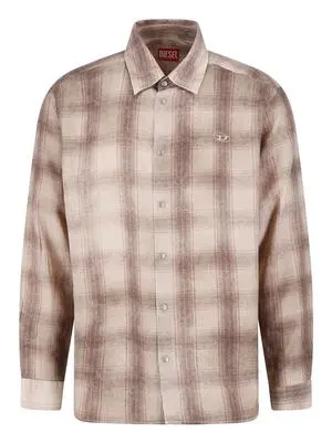 DIESEL® Plaid Long Sleeve Button-up Shirt - Brown