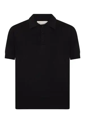 AMI Paris Short-sleeved Polo Shirt With Three-button Placket - Black