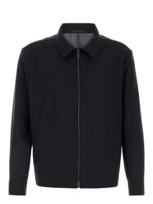 BOSS 100% Virgin Wool Zip-up Shirt Jacket - Blue