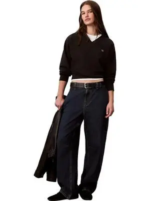 Calvin Klein Monologo French Terry Relaxed Sweatshirt - Black