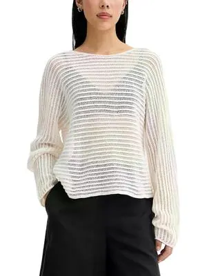 Marc O'polo Ajour Open-knit Boat-neck Sweater - White