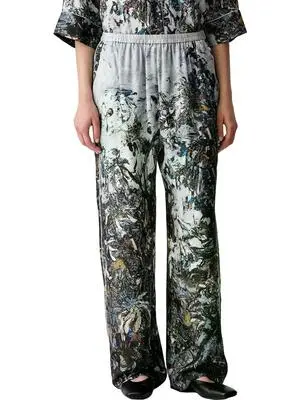 Munthe MUNTHE Abstract Print Elasticated Waist Trousers Grey