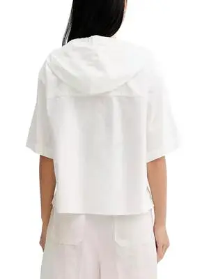 Marc O'polo Cropped Hooded Short-sleeve Shirt - White