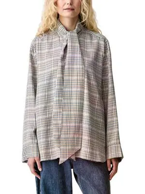 Munthe Check Pattern Pussy-bow Blouse - Neutrals
