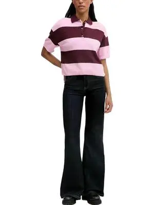 Marc O'polo Striped Short-sleeve Knit Polo - Pink