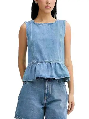 Marc O'polo Sleeveless Peplum Blouse - Blue