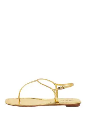Prada Prada Metallic Leather Thong Sandals Gold