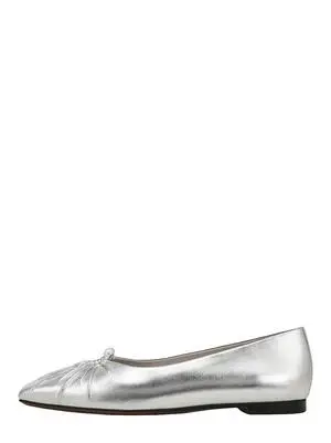 Vince Metallic Leather Flat With Jewelry-inspired Ring - Silver
