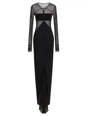 RICK OWENS RICK OWENS "Combo" Dress - Black Tulle And Charmeuse Maxi Dress