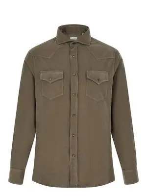 Brunello Cucinelli Brunello Cucinelli Men Corduroy Shirt Green