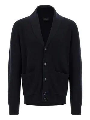 Brioni Cashmere Blend Shawl Collar Cardigan - Blue