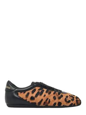 Dolce & Gabbana Leopard Pony Leather Sneakers - Brown