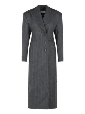 Andamane Ottavia Melange Wool Blend Coat With Peak Lapels - Gray