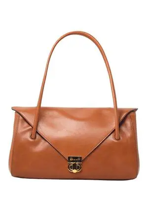 Marni Calfskin Leather Shoulder Bag With Turn Lock Closure - Brown