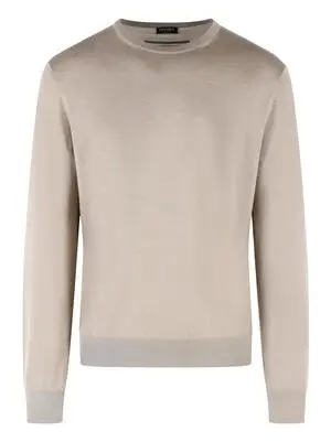 ZEGNA ZEGNA Beige Cashmere And Silk Fine Knit Sweater