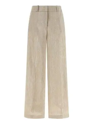 Peserico Lamé Thread Wide Leg Trousers - Cream