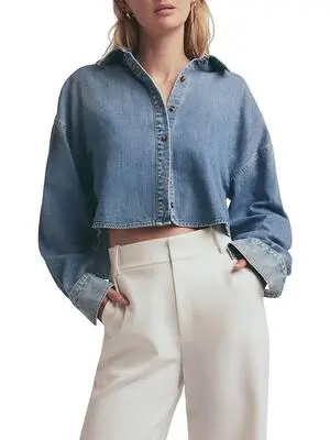 FAVORITE DAUGHTER The Crop Ex Boyfriend Denim Shirt - Goa