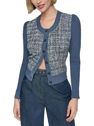 SONIA RYKIEL PARIS Tweed Front Ribbed Jacket