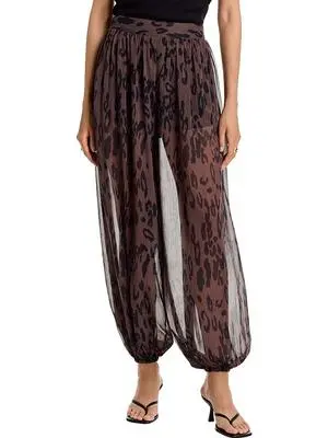Aqua Animal Print Balloon Pants - Brown/black