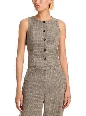 AQUA Aqua Mini Check Button Front Vest