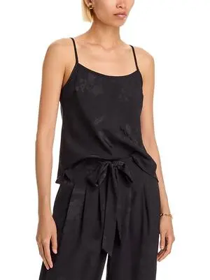 Aqua Floral Jacquard Sleeveless Cami - Black