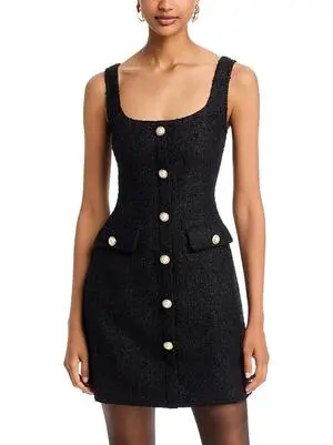 Aqua Shine Tweed Mini Dress - Black